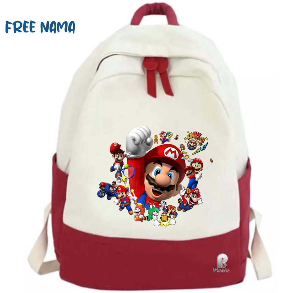Super MARIO UNISEX School Children's BACKPACK BACKPACK (FREE Name ...
