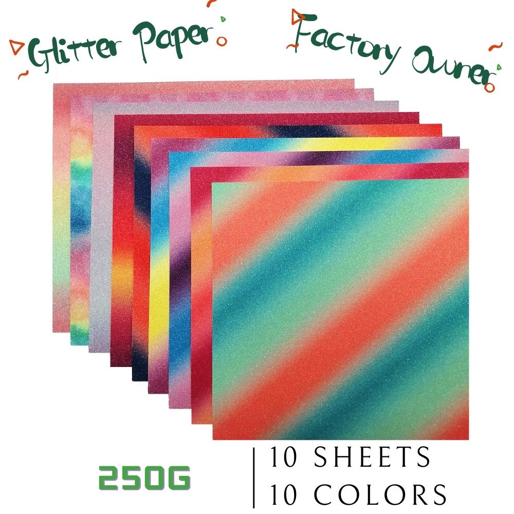 250gsm 305*305mm Multi Colors Glitter Paper Gradient Iridescent Craft ...