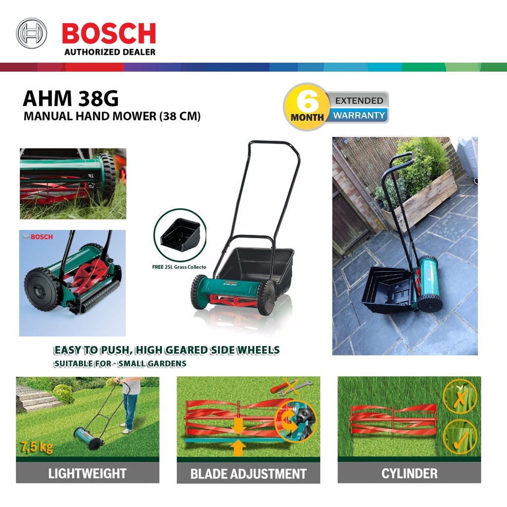 Bosch AHM 38cm Manual Garden Push Mower | Shopee Malaysia
