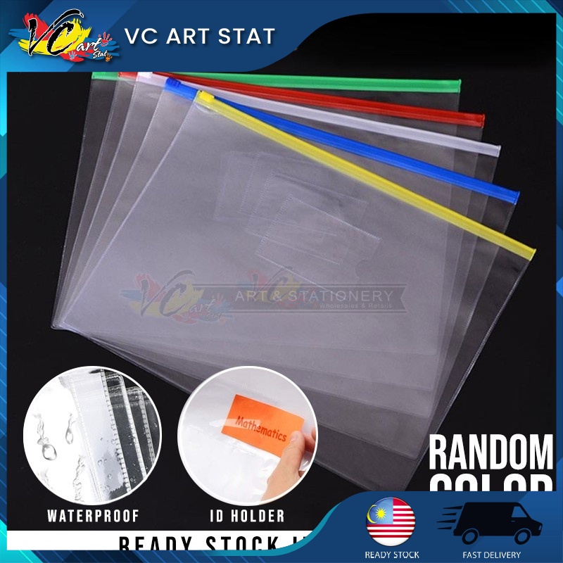 VC Art PVC Zip Pouch Document Bag with name card pocket Waterproof ...