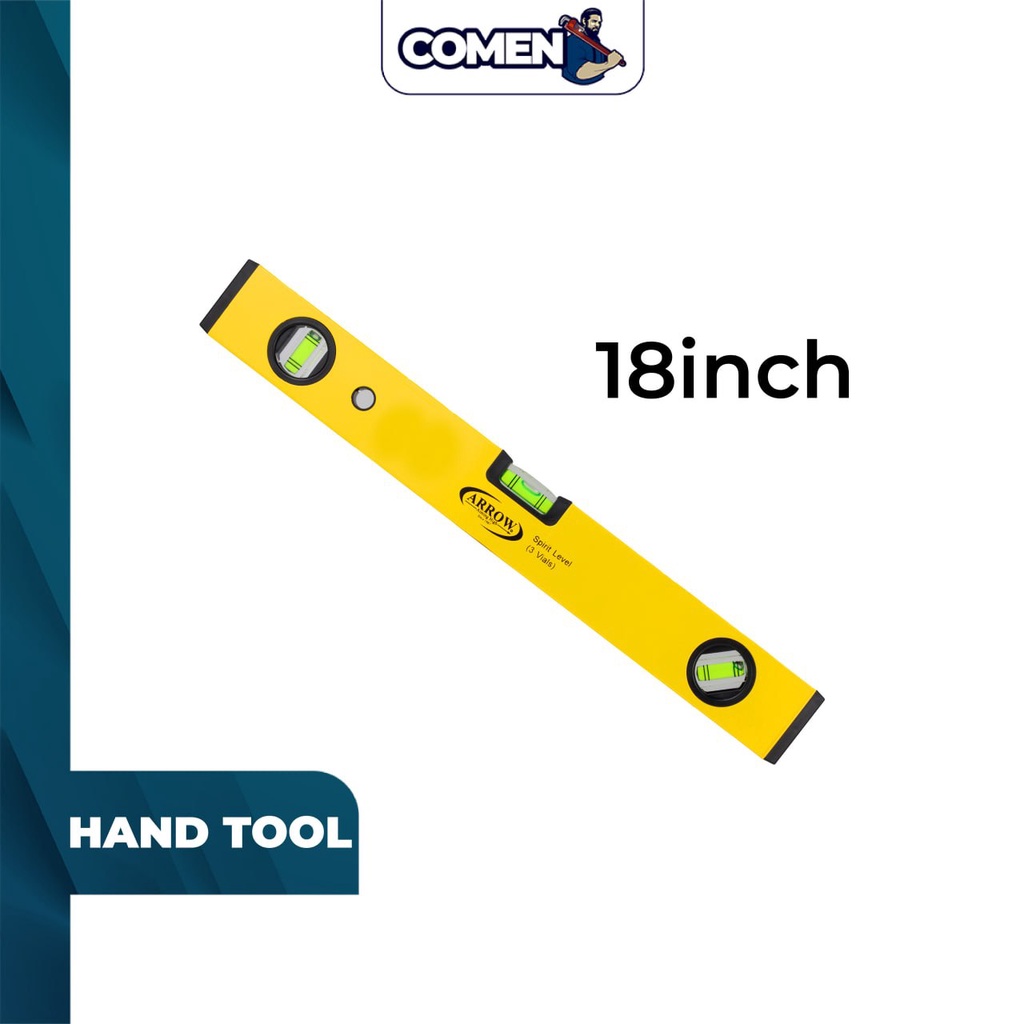 NICEMAN (ARROW) Water Level Ruler 18 Inch 3 Vials Aluminum Horizontal ...