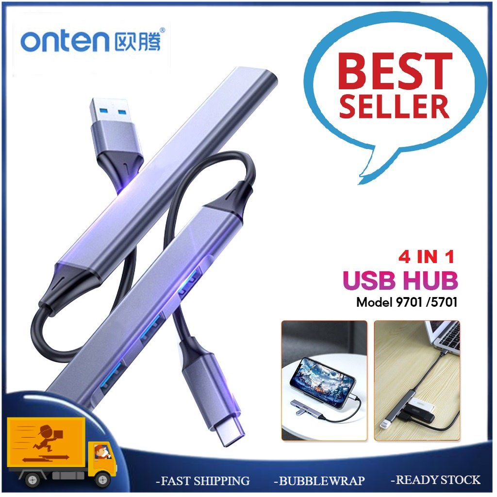 Onten 4 in 1 USB3.0/TYPE-C HUB OTN-5701/9701 | Shopee Malaysia