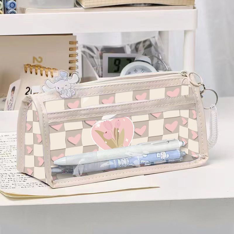 Tulip Transparent Pencil Case ins Stationery Bag Large Capacity Simple ...