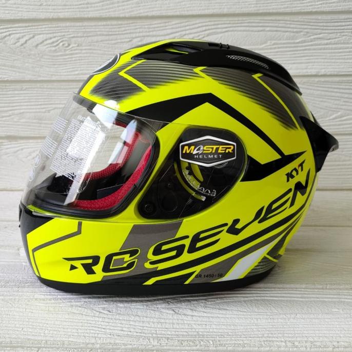 Helmet FULL FACE KYT RC7 RC-7 RC SEVEN MOTIF 18 YELLOW FLUO BLACK ...