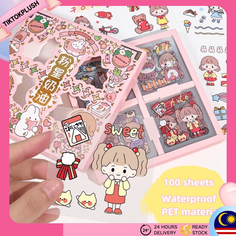 New Gift Box 100pcs Cute Stickers Box PVC Waterproof Sticker for ...
