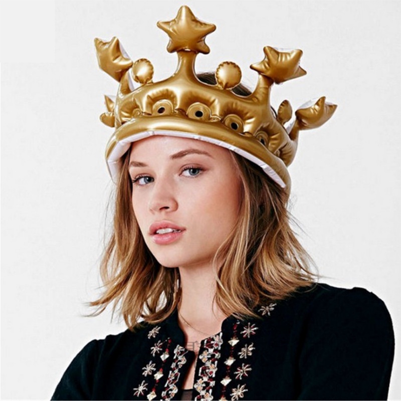 1Pcs Gold Inflatable Crown PVC Balloon Happy Birthday Party Hat Props ...