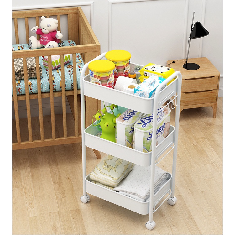 (Full Iron Shelf) Diaper Storage Shelf, Multi-Purpose 3-Tier Spa ...