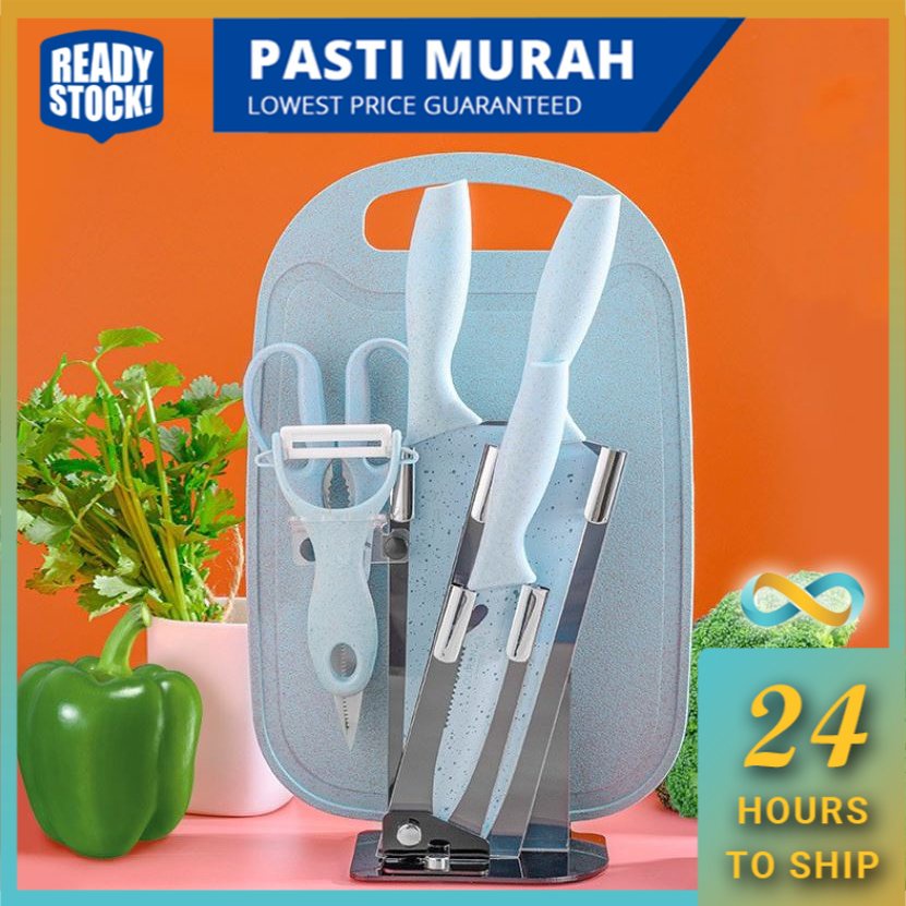 Kitchen Knife Set 7 in 1 Kitchen Knives Utensils Pisau Viral Set Dapur ...