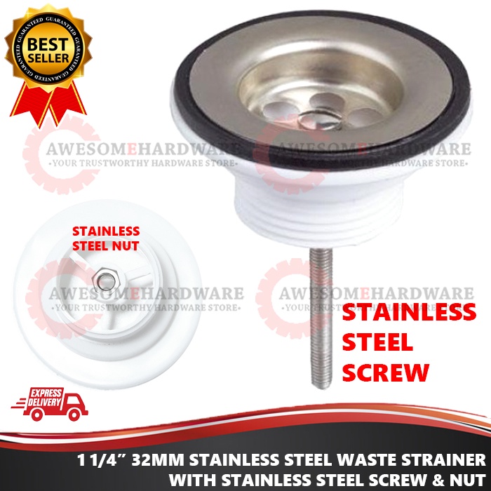 (STAINLESS STEEL SCREW) 1 1/4'' 32MM STAINLESS STEEL BASIN WASTE ...