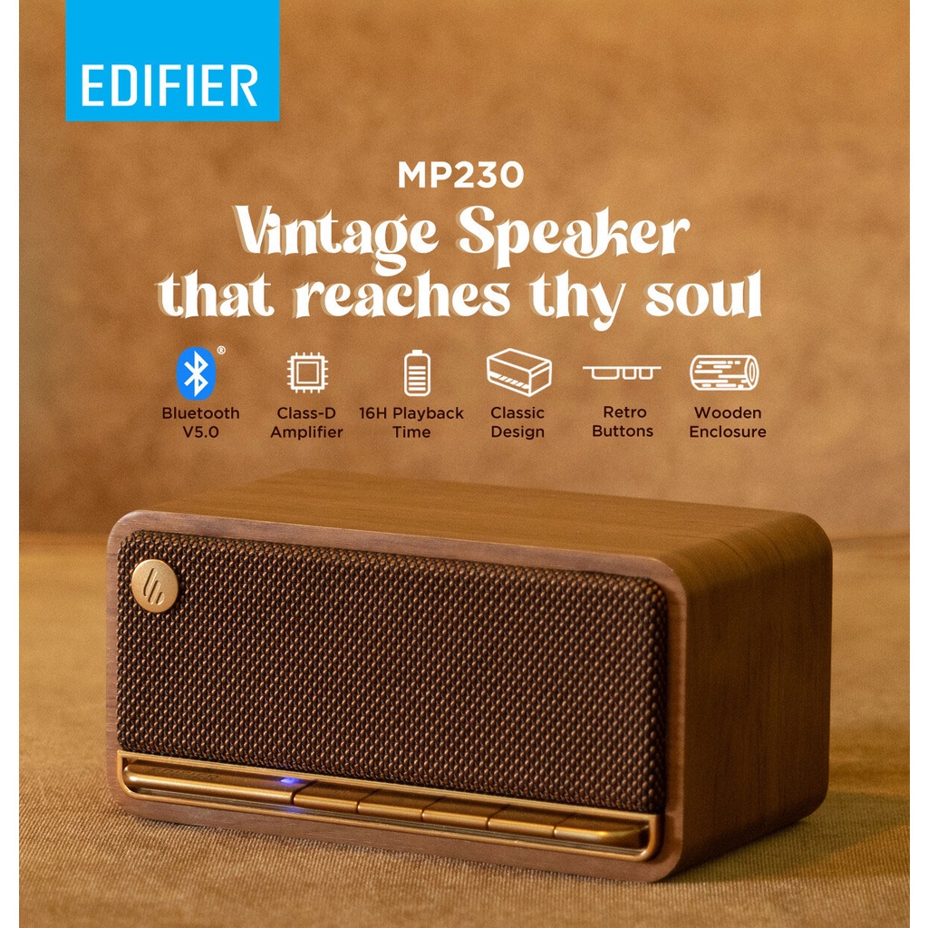 # EDIFIER MP230 - Bluetooth Portable Speaker # [ WOODEN BROWN / BLACK ] | Shopee Malaysia
