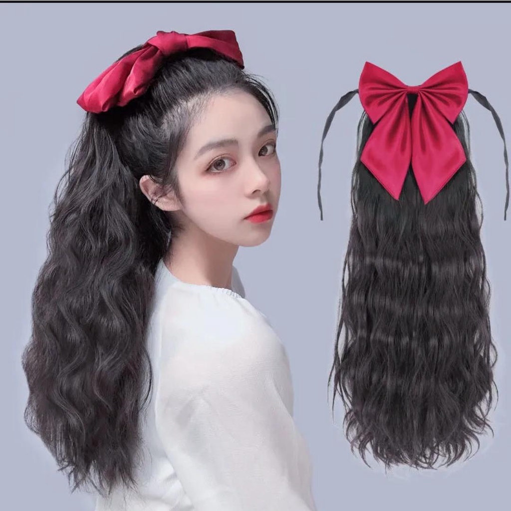 MERAH Ponytail curly Braided Red Ribbon KB03 | Shopee Malaysia
