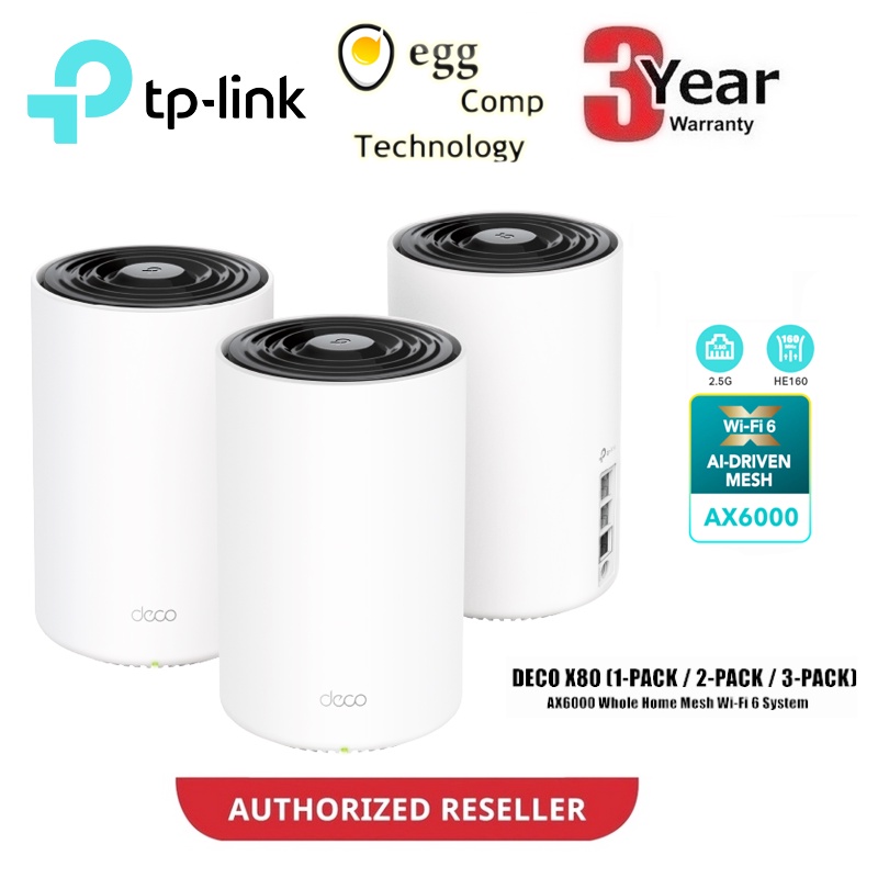 TP-LINK DECO X80 AX6000 Dual-Band Mesh WiFi 6 System-(1PACK / 2PACK / 3PACK) | Shopee Malaysia