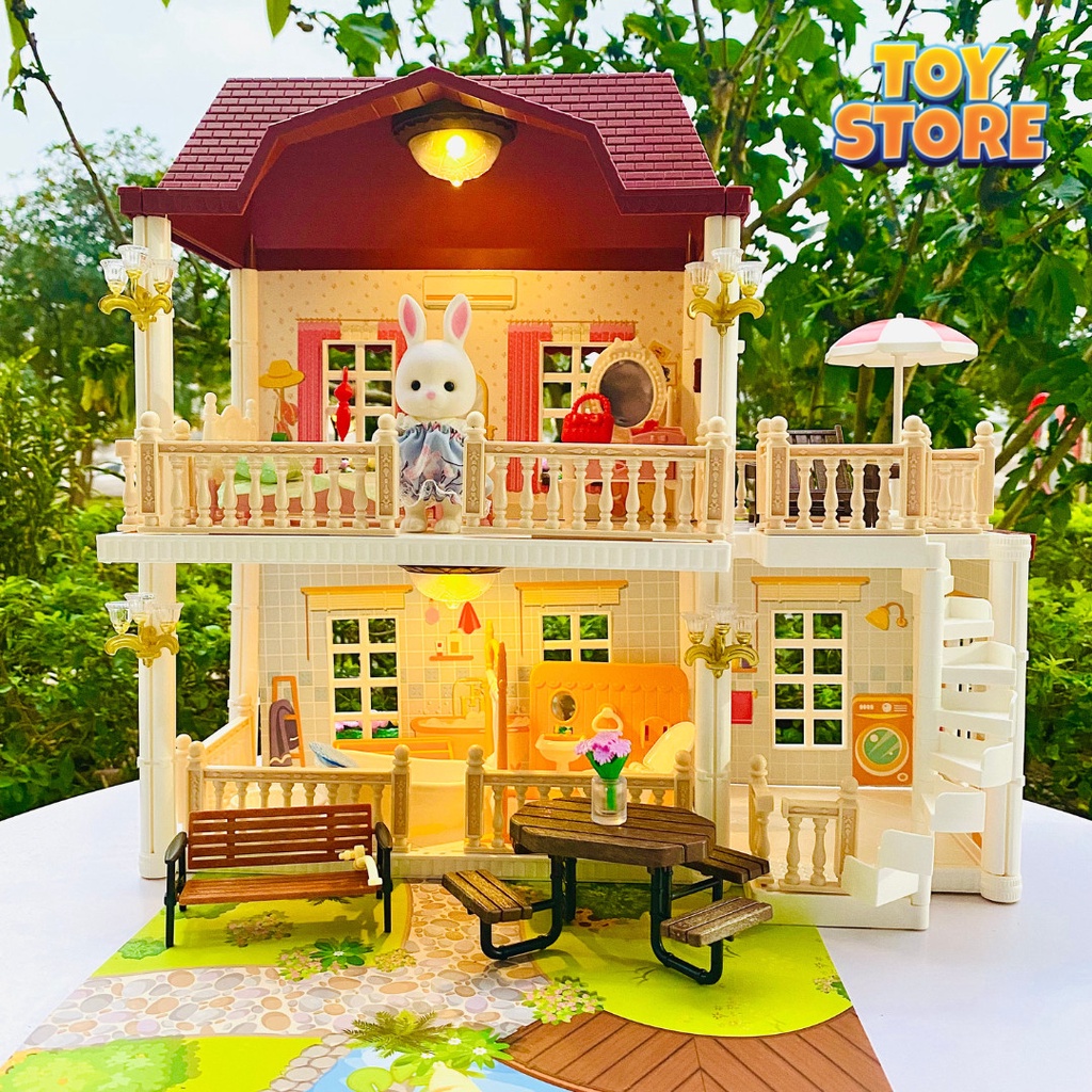 Lovely high-quality plastic 2-story villa rabbit house toy set for ...