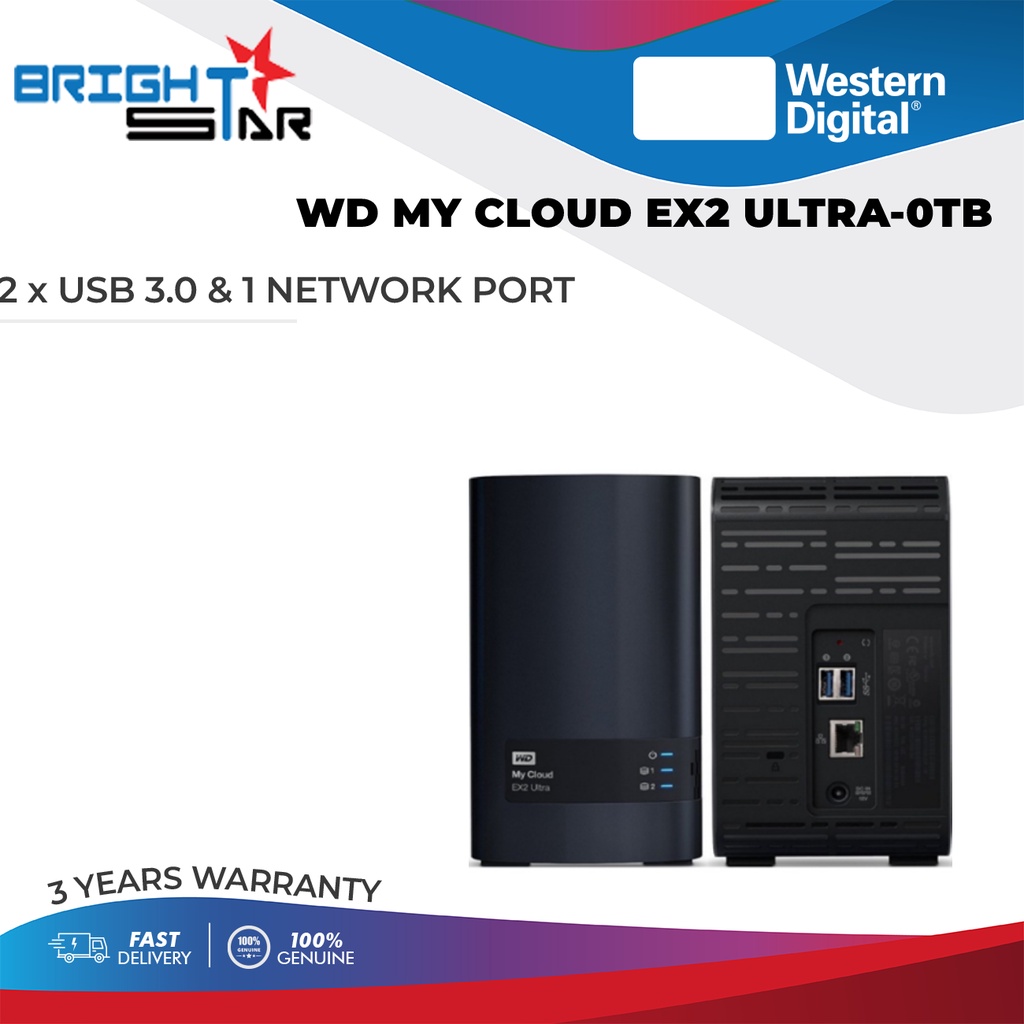 WD MY CLOUD EX2 ULTRA - 0TB,4TB,8TB / 2 x USB 3.0 & 1 NETWORK PORT / 3Y ...
