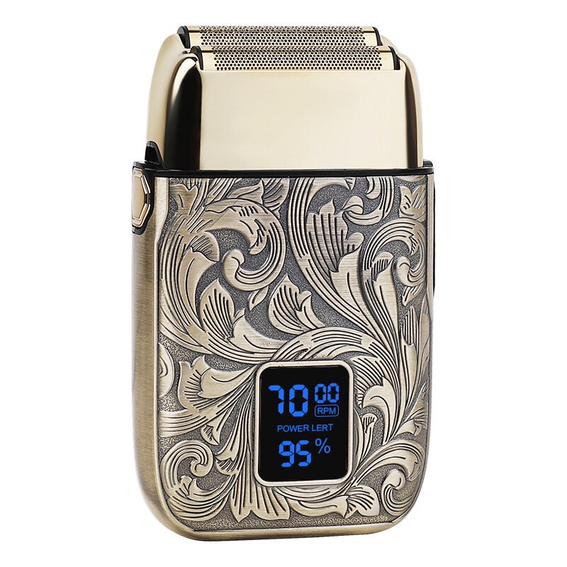 LED reciprocating electric shaver rechargeable double-headed metal ...