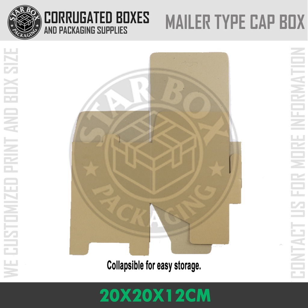 BOX ONLY Starbox Mailer Corrugated Box (Box Only) Cap Box 20x20x15cm ...