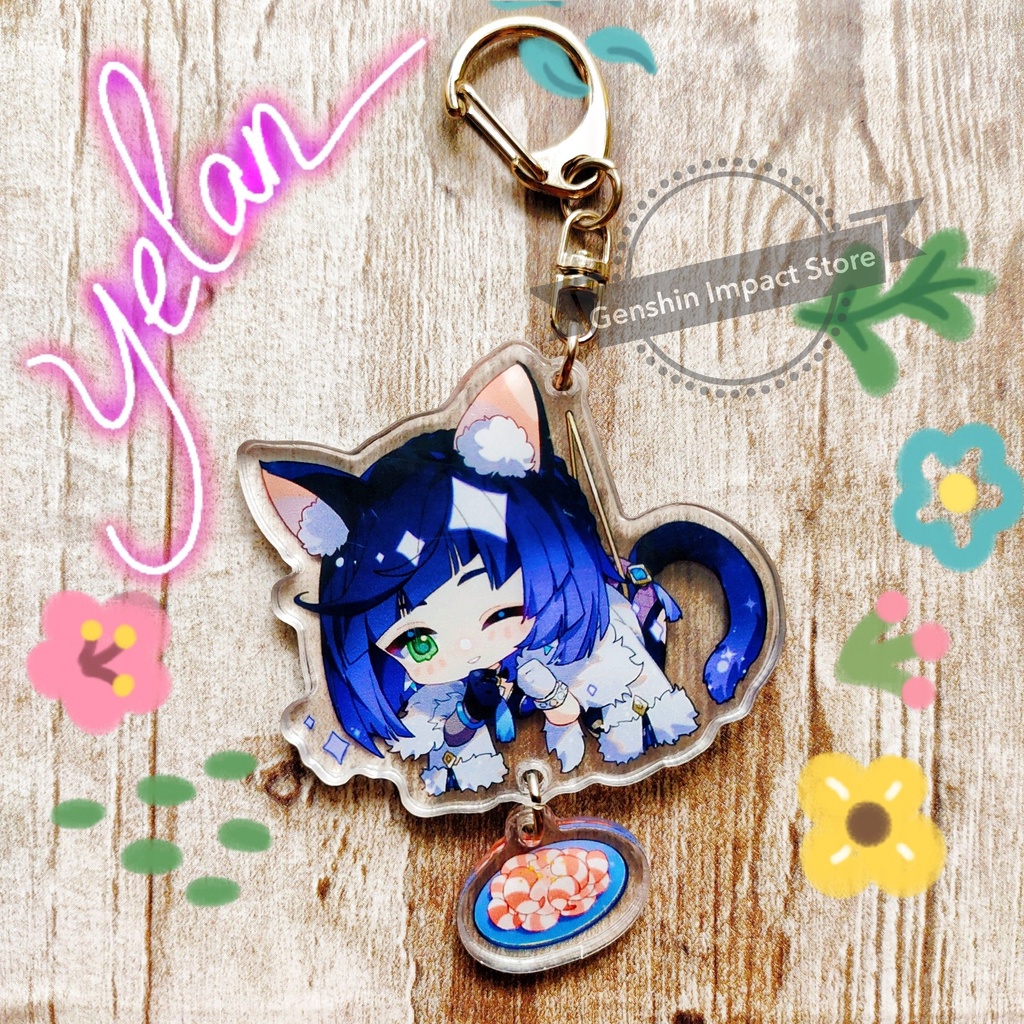 Yelan Genshin Impact M4 game character keychain (printed in the middle ...