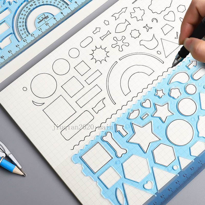 2 Pcs Kid's Drawing Ruler Multi-function Drawing Template Ruler Set ...