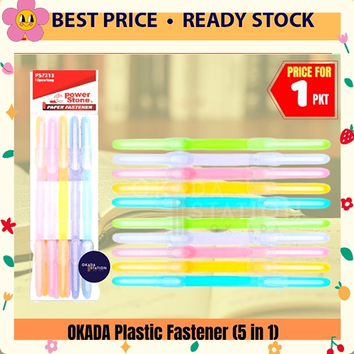 Local Ready Stock PVC Paper Fastener (5 in 1) / Plastic Fastener / Paper Fasteners / 5PCS ...