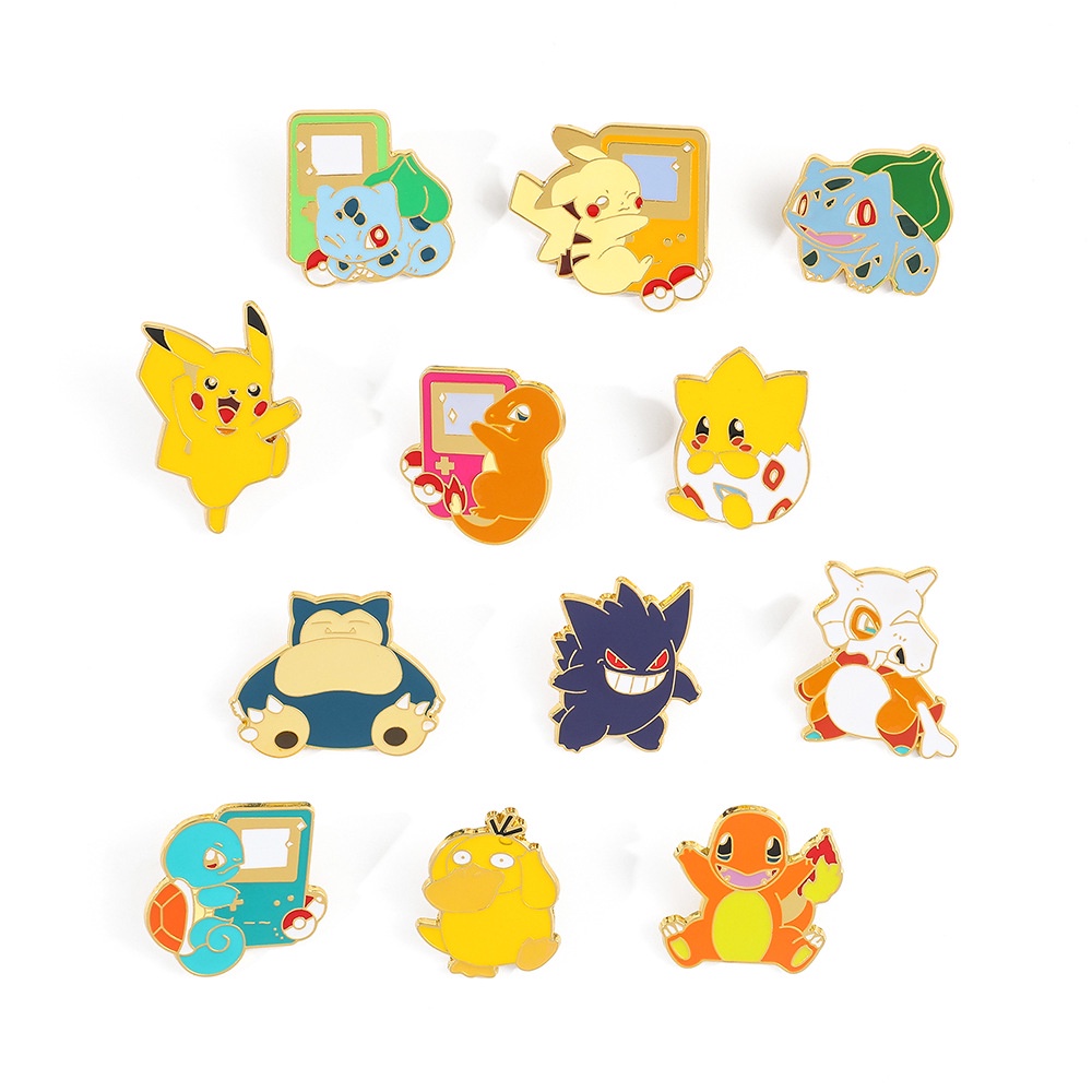 Cute Pikachu Pokemon Brooch Anime Figures Gengar Psyduck Squirtle ...