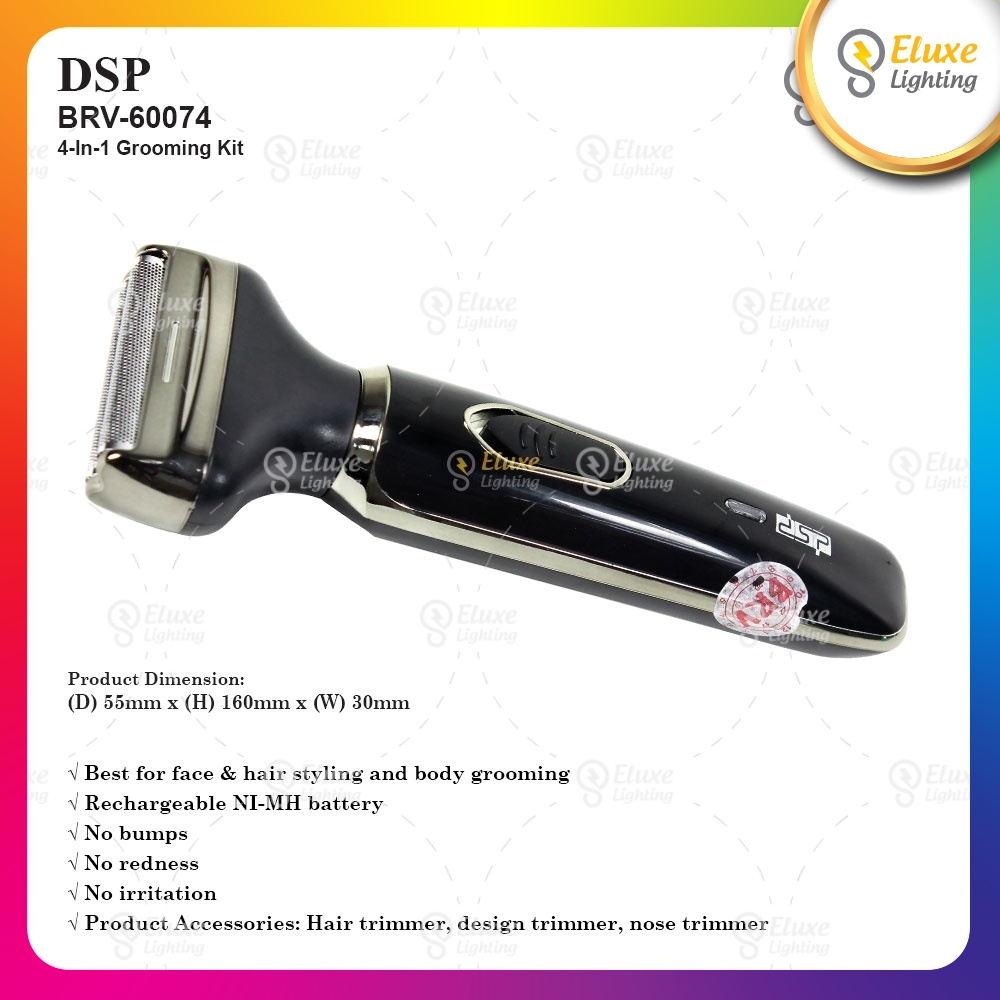 DSP 60074 4 IN 1 RECHARGEABLE HAIR CLIPPER / NOSE TRIMMER / SHAVER ...