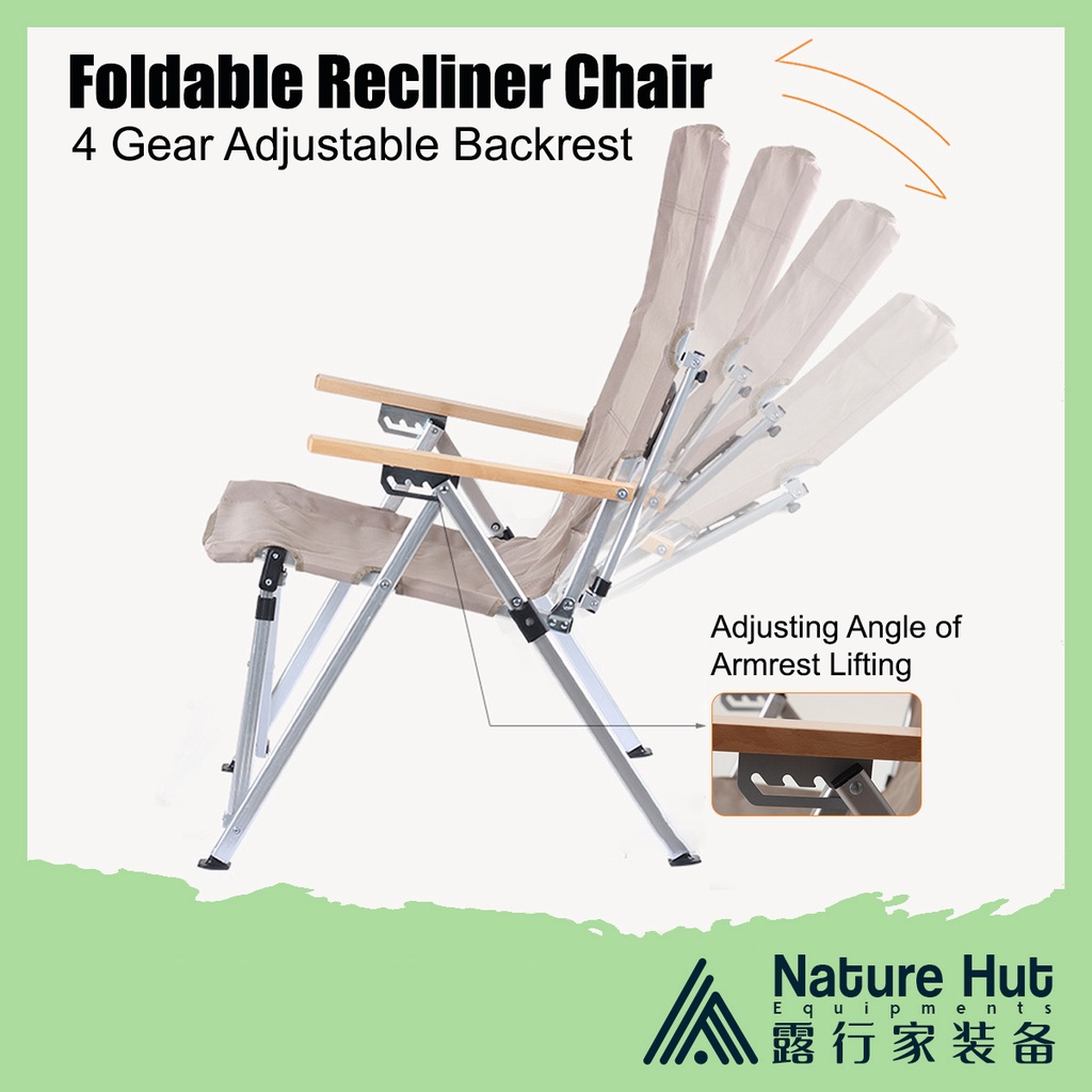 Foldable Recliner Armchair Camping Folding Chair Portable Reclining ...