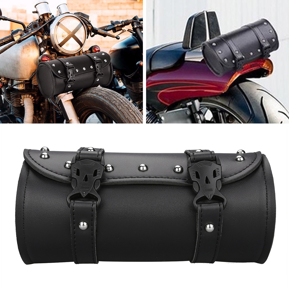 MJ-B125 Motorcycle Bag Saddlebags PU Leather Front Fork Tail Tool Bag ...