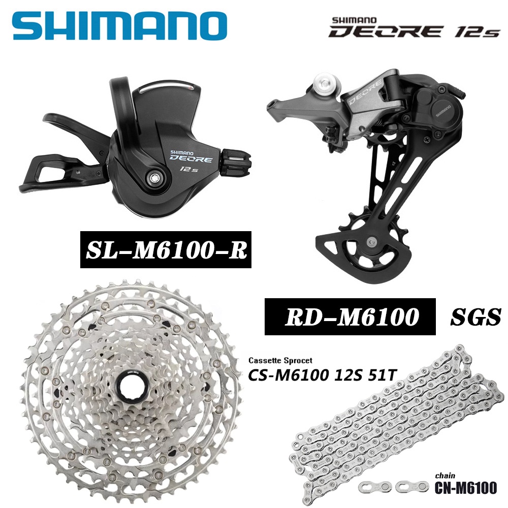 SHIMANO DEORE M6100 12v Groupset Shifter Rear Derailleur RD-M6100 Microspline Sprocket 51T Chain ...