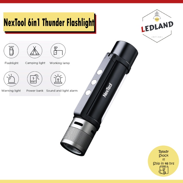 LEDLAND NexTool Outdoor 6 in 1 Thunder Flashlight Bright Torch Light Telescopic 1000lm magnetic ...