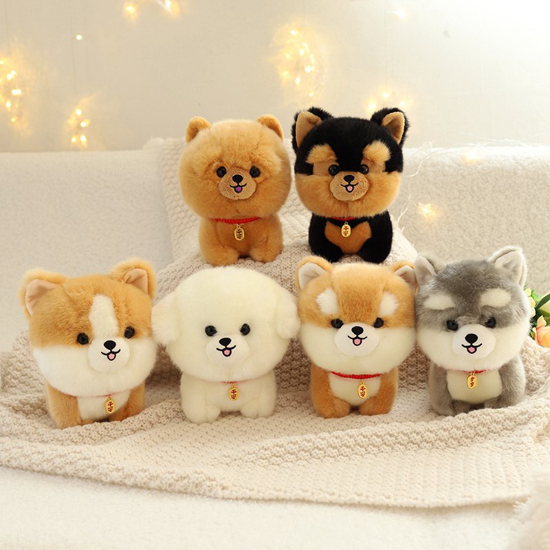 Kawaii Plush Dog Puppy Toy Realistic Stuffed Husky/Corgi/chow chow ...
