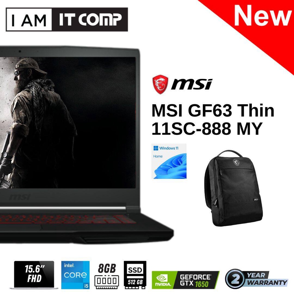 MSI GF63 Thin 11SC-888MY 15.6" FHD Gaming Laptop(i5-11400H hm570/8GB ...