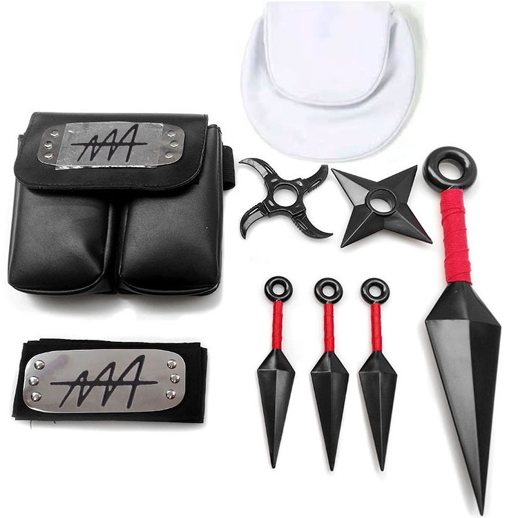 New Naruto Black White Weapon Pack Ninja Forehead Protection Big Kuno ...