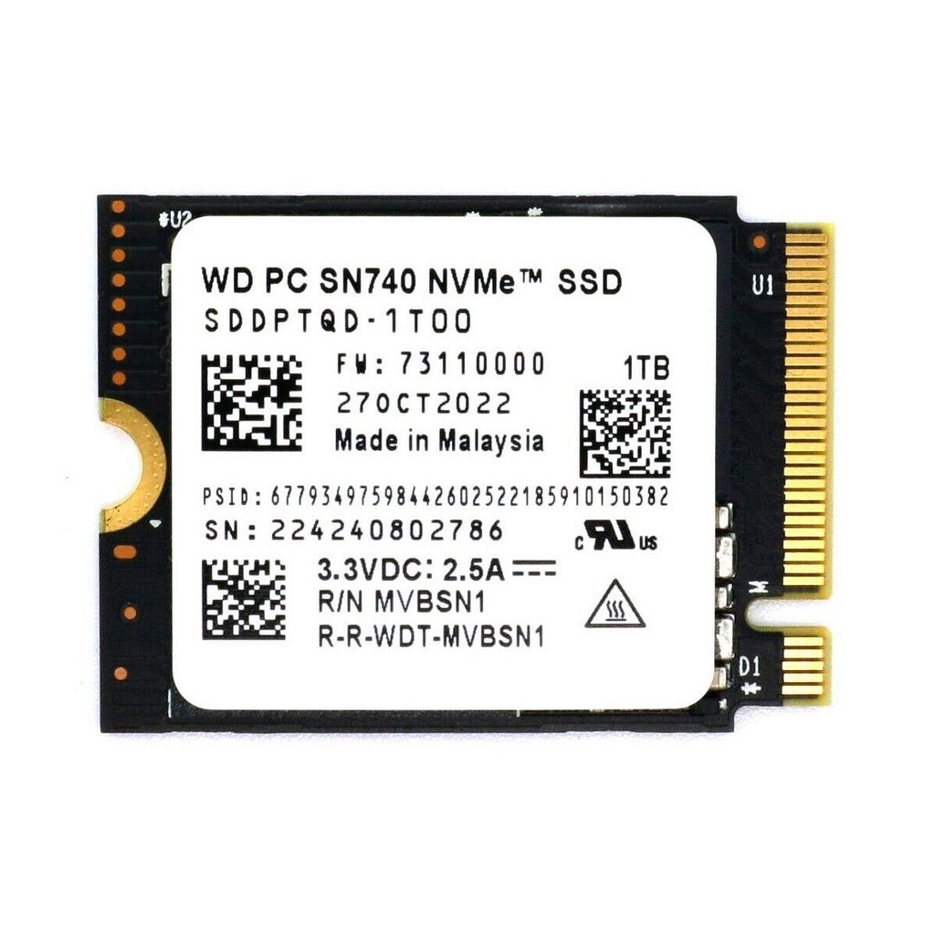 Western Digital 1TB WD PC SN740 PCIe Gen4 x4 M.2 2230 NVMe SSD, SDDPTQD ...