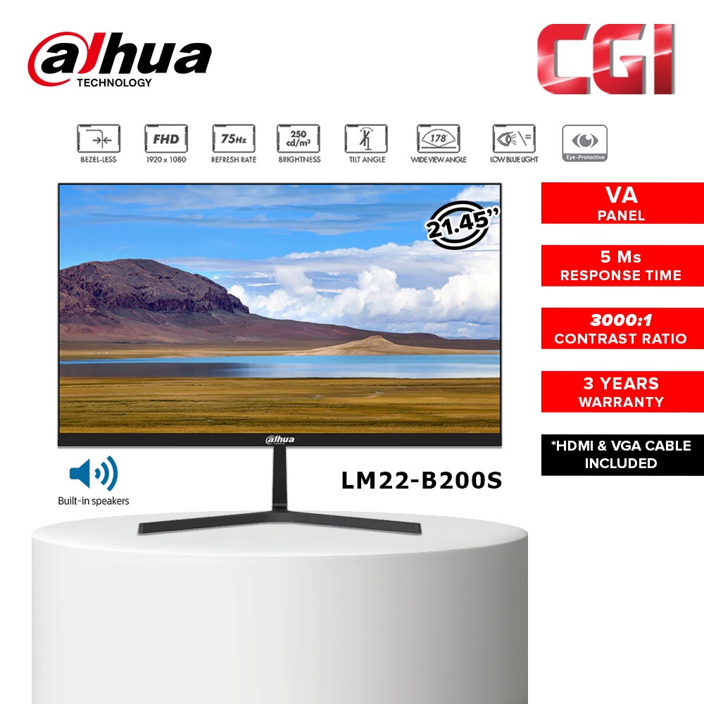 Dahua 21.45" LM22-B200S 75hz 5ms VA FHD Monitor with Build-in Speaker ...