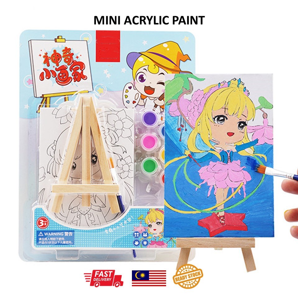 Mini DIY Acrylic Paint Cartoon For Children Watercolor Paint Early ...