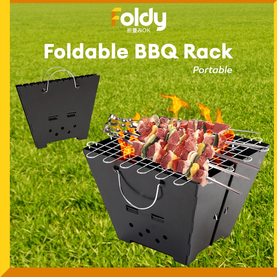 FOLDY BBQ Rack Outdoor Foldable Grill Basket Set Compact Portable ...