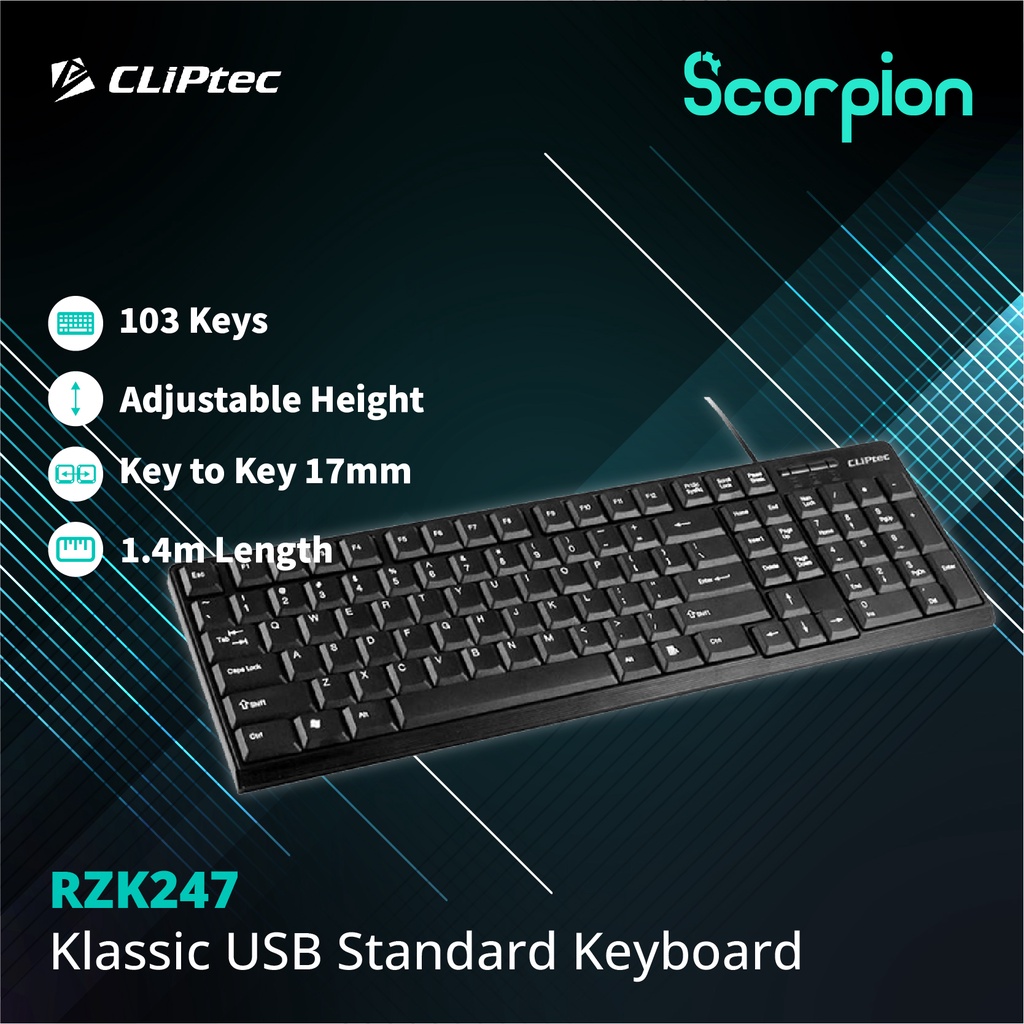 CLiPtec RZK247 Klassic USB Standard Keyboard | Shopee Malaysia