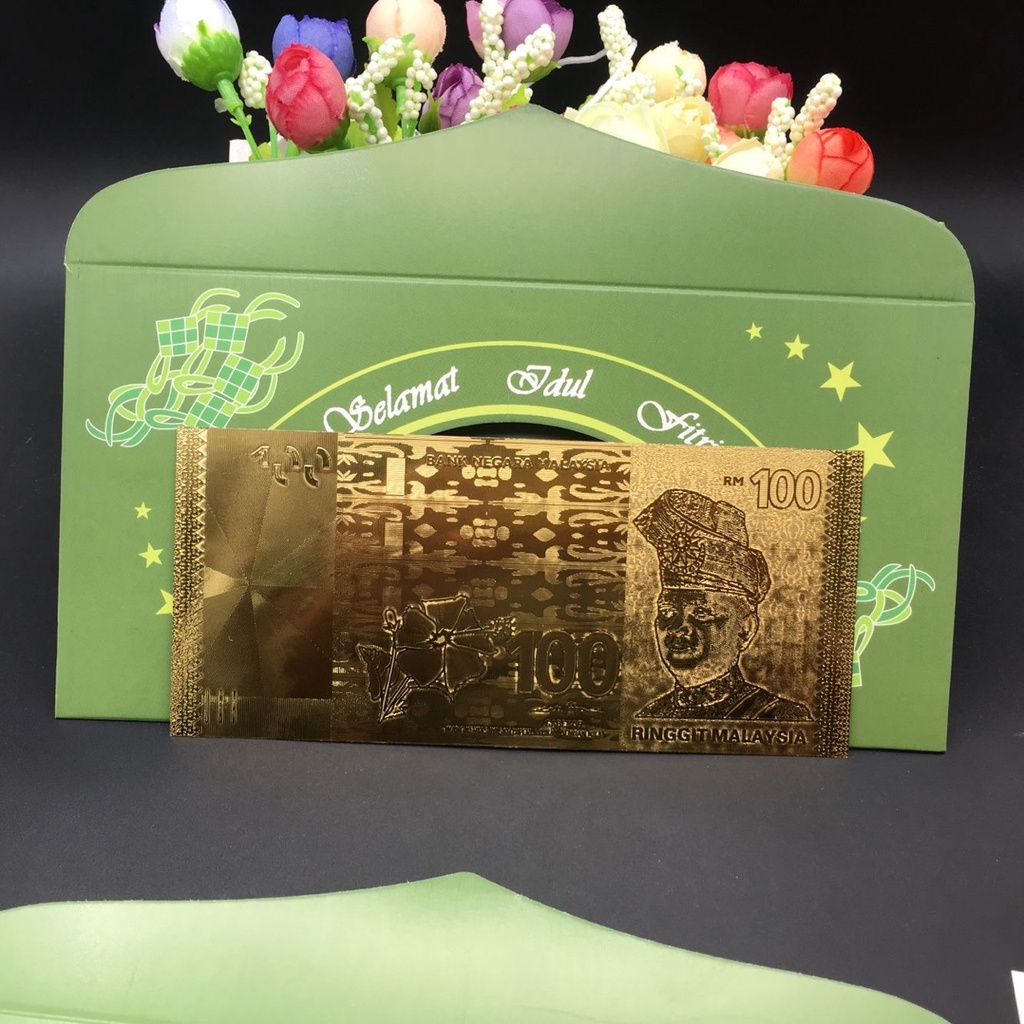 Eid Green Packet Sampul Duit Raya Gift Gold Banknotes Envelope | Shopee ...