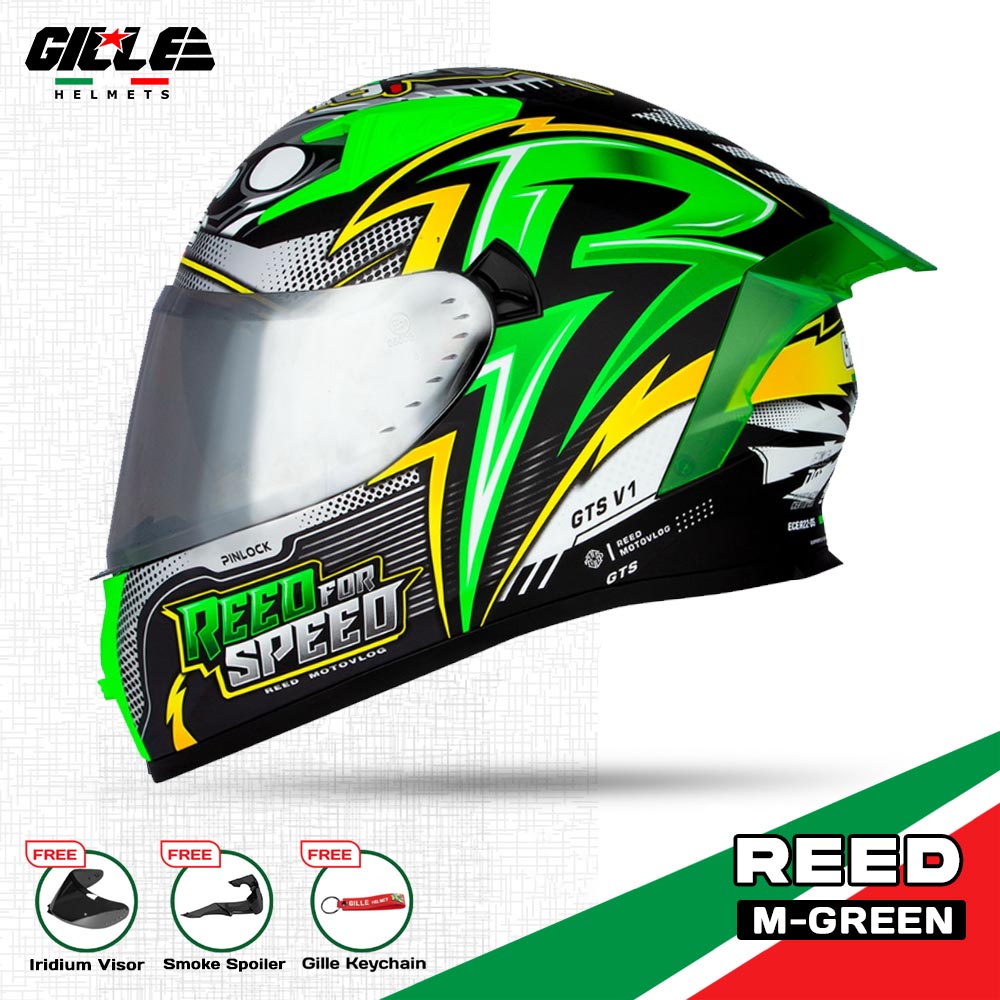 Gille Helmet 135 GTS V1 REED Motorcycle Helmet Full Face Dual Visor ...