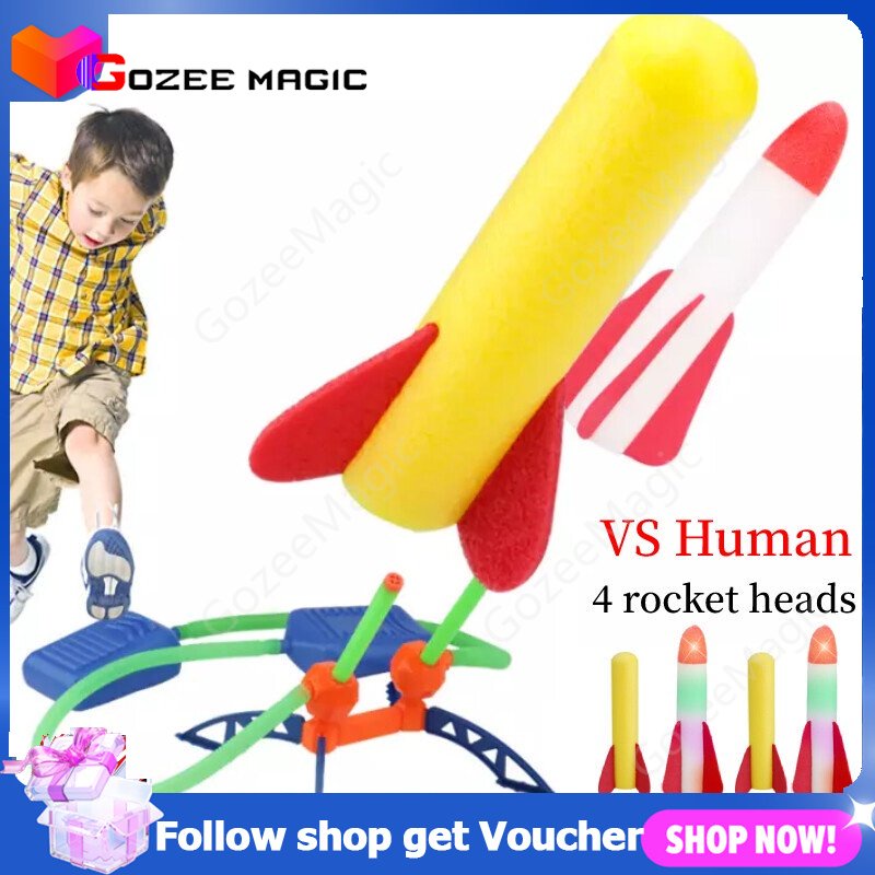 Kids Rocket Launcher Toys Jump Air Rocket Launcher With Light Flying ...