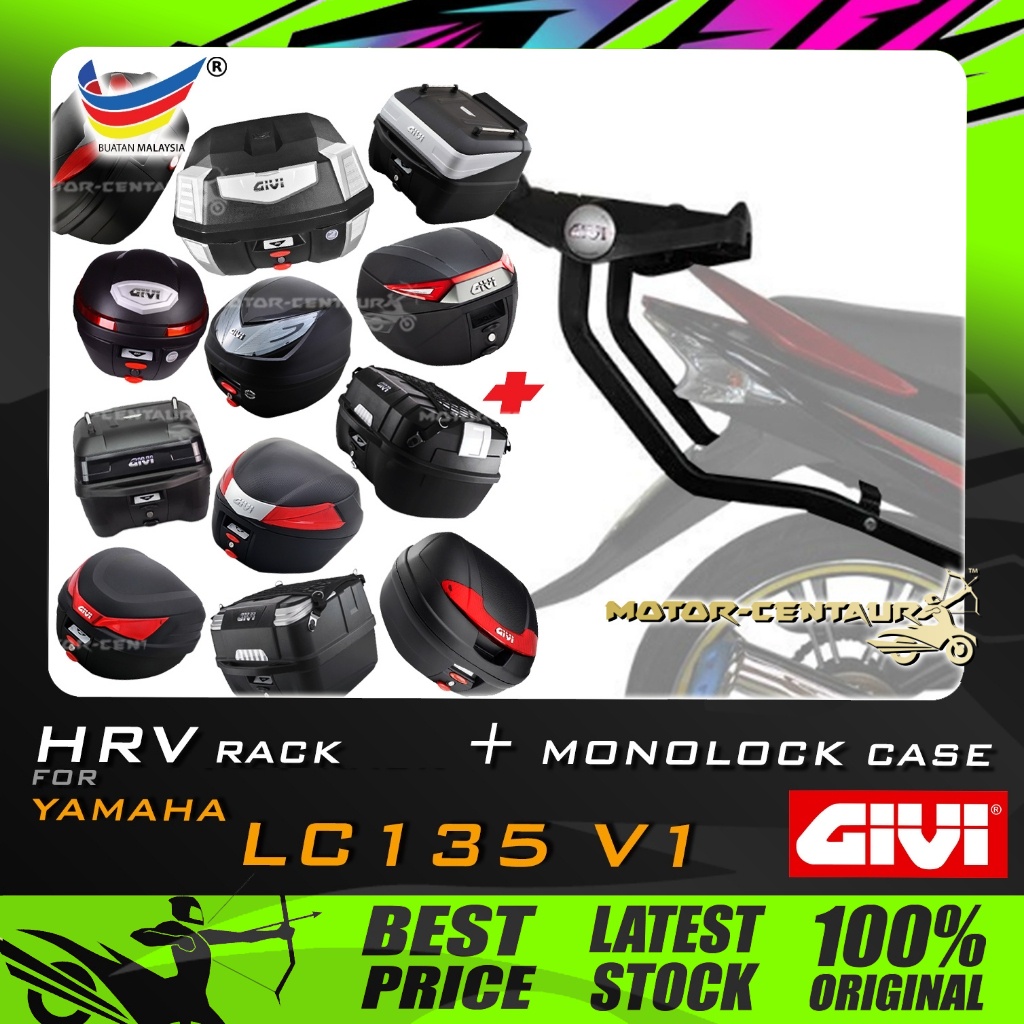 SET KOMBO KOTAK/BOX GIVI B27/B270/B32/B33/B42/B45/E250/E30/E43 TOP CASE + GIVI YAMAHA LC135 V1 ...
