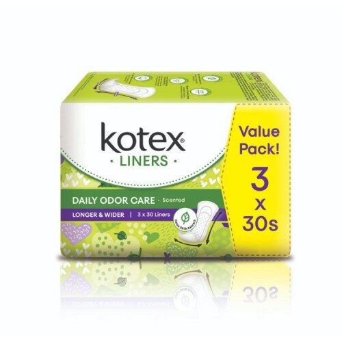 Kotex Liners Daily Odor Care 30's x 3 - Longer & Wider | Shopee Malaysia