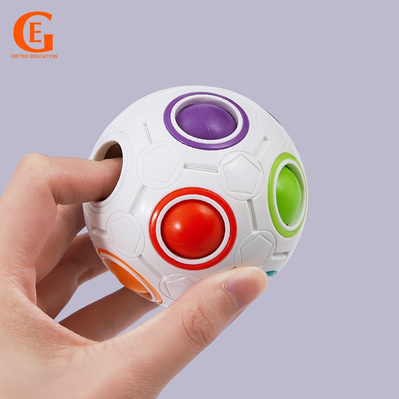 Rainbow Ball Cube Stress Relief Toy Children Squeeze Balls Thinking ...