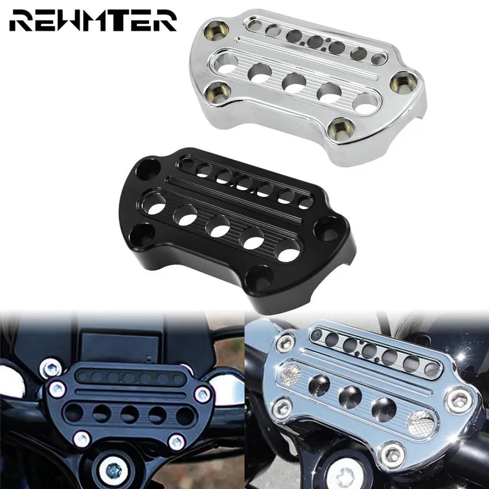 Motorcycle Black/Chrome Indicator Light Handlebar Top Bar Riser Clamps ...