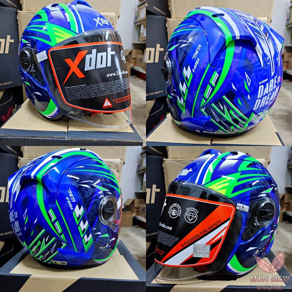 Helmet Helmat Xdot G626 Dare To Dream Ultra Pearl Blue Green (XL ...