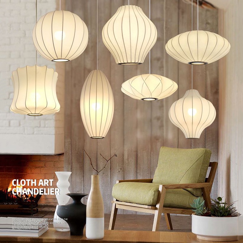 Japanese Style Chandelier Modern fabric Lantern pendant light Pendant ...