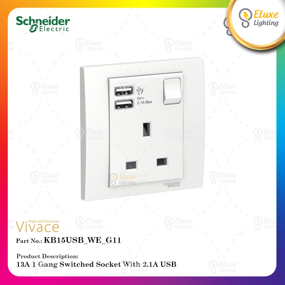 SCHNEIDER VIVACE SERIES WHITE/SILVER USB SOCKETS & SWITCHES | Shopee ...