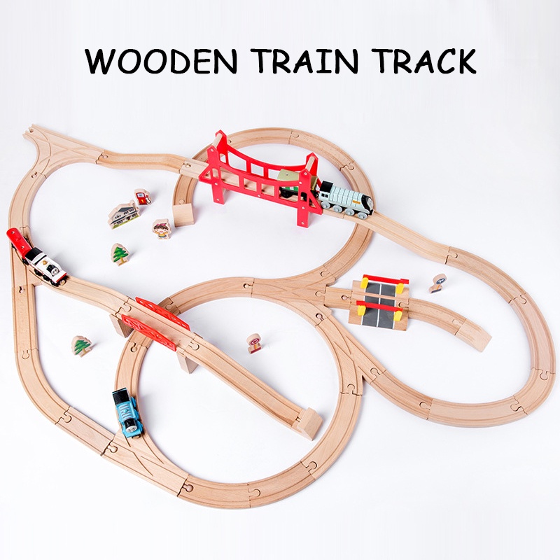 Wood Train Track Accessories Compatible Thomas Train Road Train Track ...