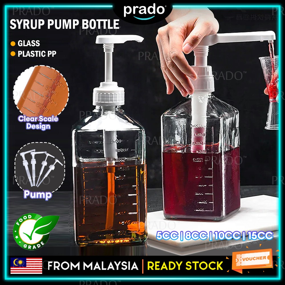 PRADO Sauce Pump Sugar Press Syrup Press Bottle 5cc 8cc 10cc 15cc Hand Pump Liquid Coffee Glass ...