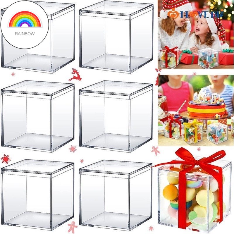 RD Mini Transparent Acrylic Boxes with Cover/ Square Plastic Gift ...